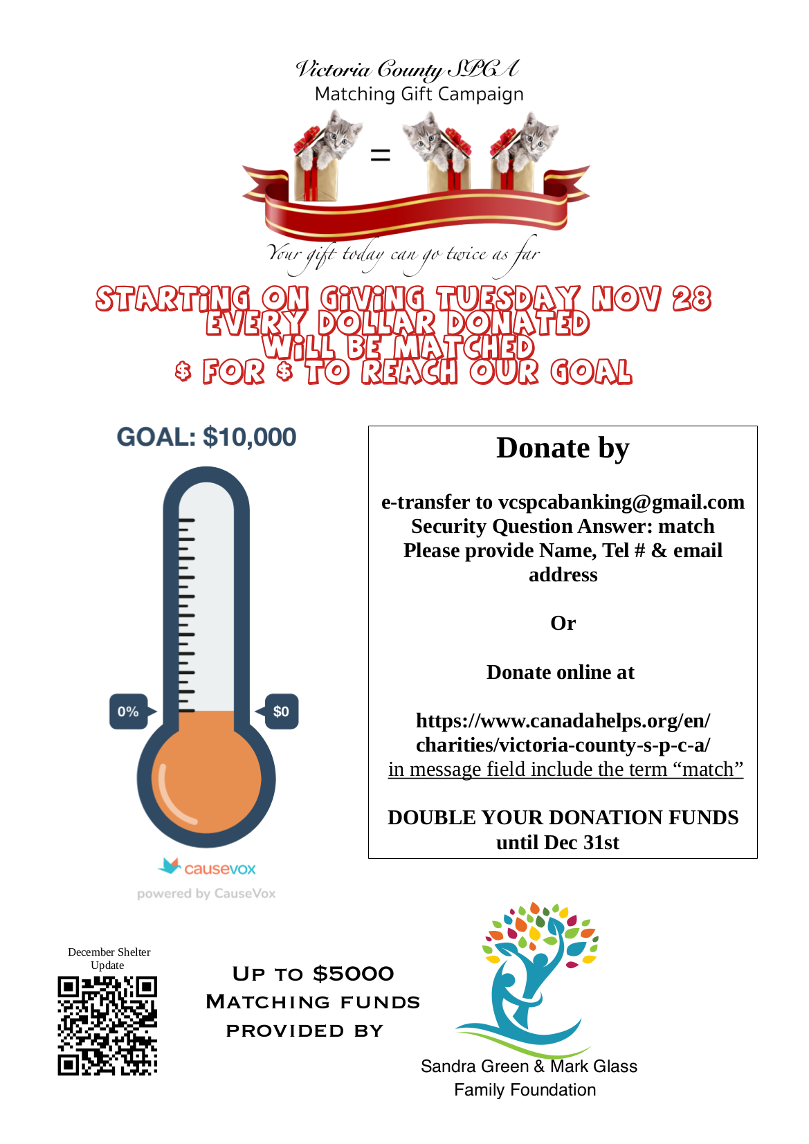Donate to our Matching Campaign-Draft-not in use – Victoria County SPCA